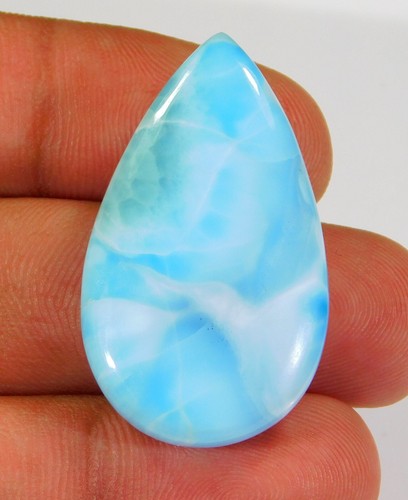 66 Ct 100% Natural PECTOLITE LARIMAR PEAR Cabochon UNTREATED Gemstone ...