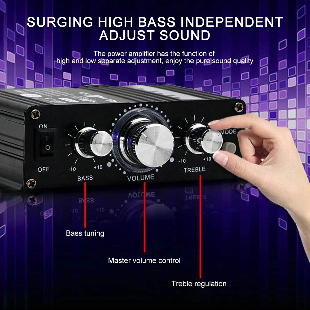 12V HiFi 2 Channel Power Amplifier Mini Stereo Audio FM Car Home AMP ...