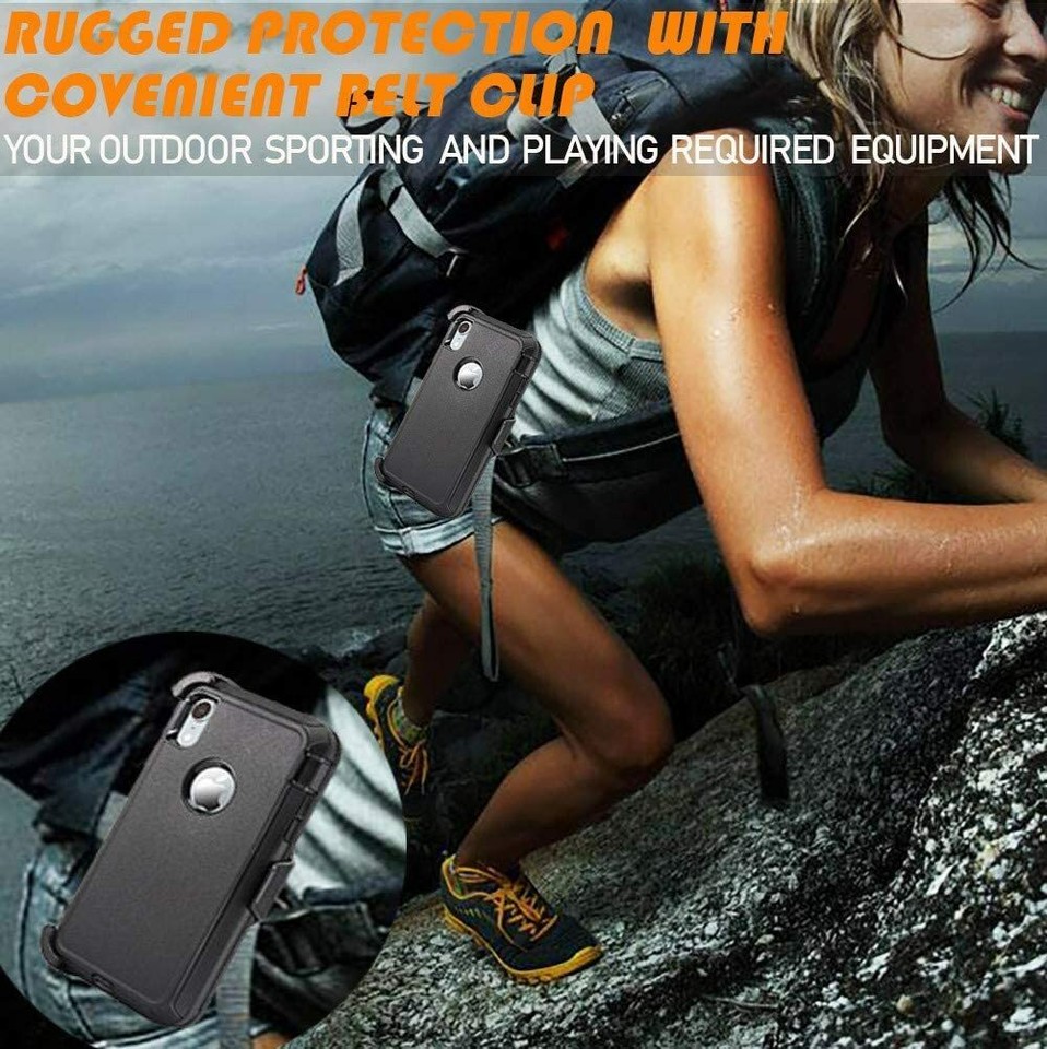 For iPhone X/XS Shockproof Defender Phone Case Hard Black Cover With ...