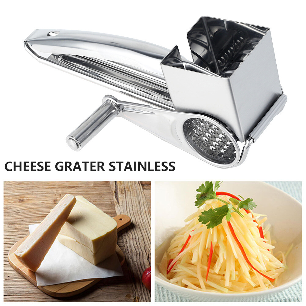 Stainless Steel Kitchen Cheese Grater Hand Held Rotary Shredder Cutter ...
