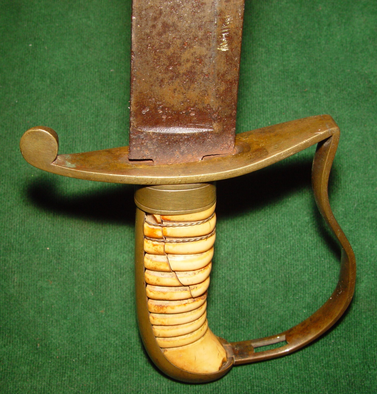 War of 1812 Unmarked Wire Wrapped Bone & Brass Handle 31" Hanger ...