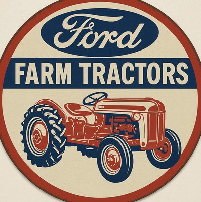 Retro Style Ford Farm Tractors Round Reproduction Garage Sign | eBay