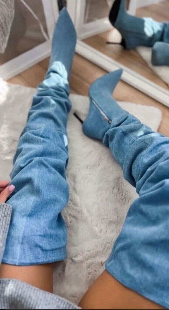 ZARA BLUE XXL HIGH JEANS DENIM OVER-THE-KNEE BOOTS 3027/010 ZARA BLUE XXL HIGH JEANS DENIM OVER-THE-KNEE BOOTS 3027/010
