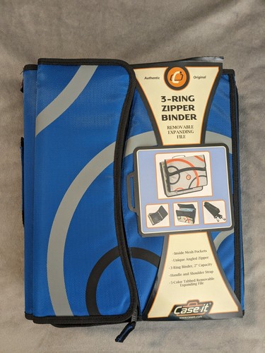 Case It 3-Ring Zipper Binder Expanding File, Handle, Shoulder Strap ...