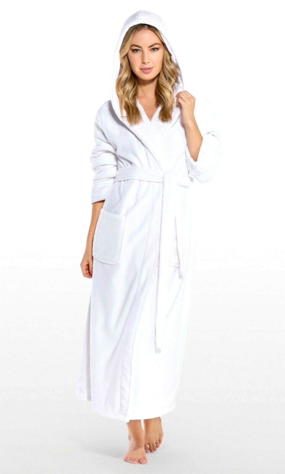 Super Soft Fleece Robe Cozy Lounge Hooded Robe Warm Fleece Hood Plush ...
