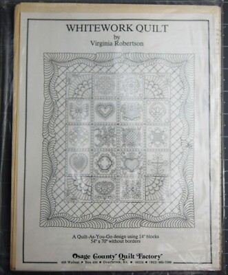 Whitework Quilt Pattern Quilt As You Go 14" Blocks 54" X 70" Quilt | eBay