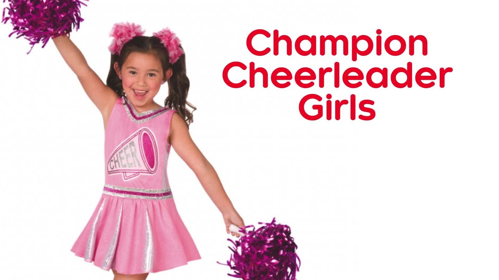 Girls Pink Cheerleader Costume with Pom Poms Kids High School Musical ...
