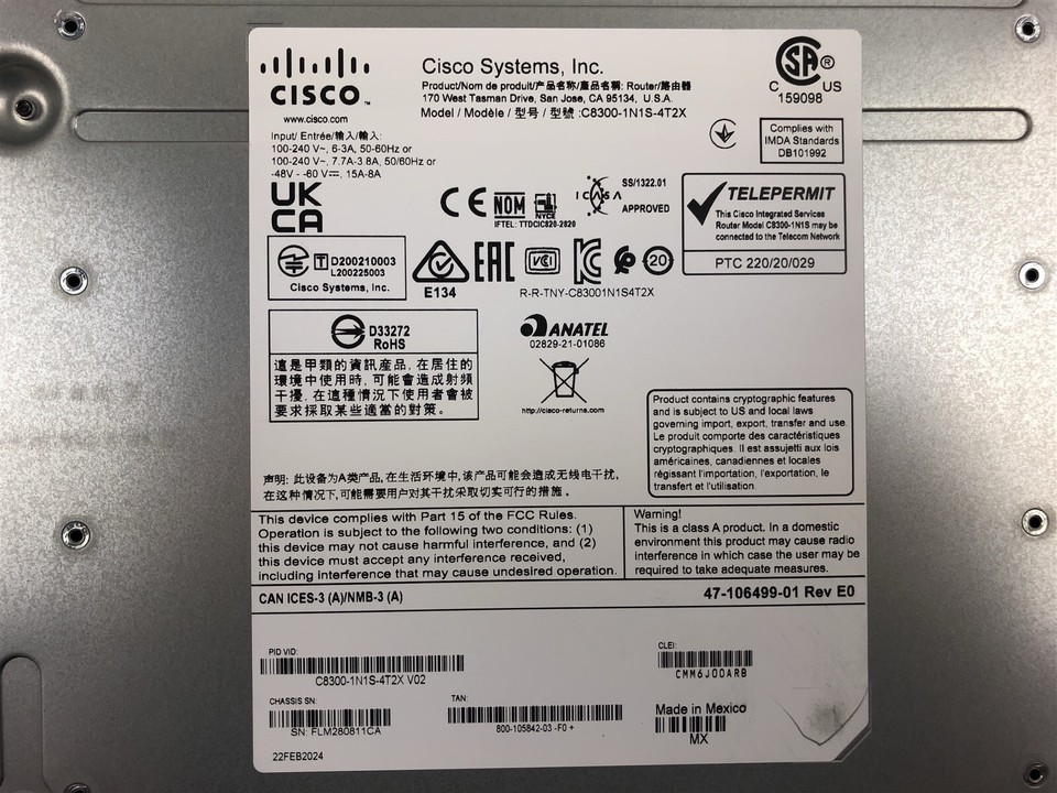 Cisco 8300 Series Edge Router (C8300-1N1S-4T2X) | eBay