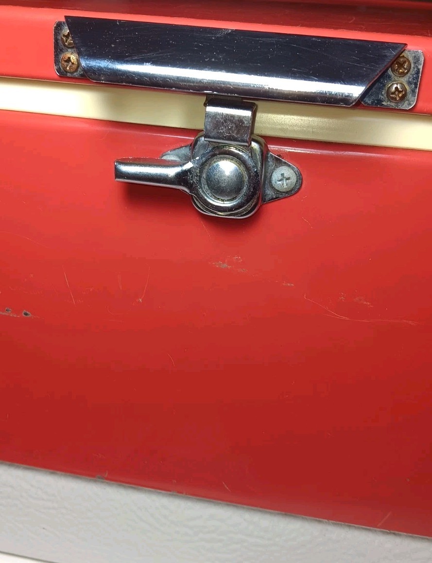 Vintage Coleman Red Metal Cooler w/Handles Bottle Openers & Drain 1970s ...