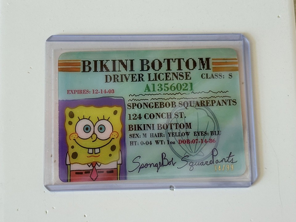 Rare 2025 Topps Chrome SpongeBob Wallet Bikini Bottom Driver License SW ...
