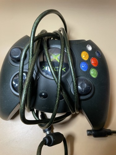 2 Original Xbox OEM "Duke" Black Controller with Breakaway Cable TESTED ...