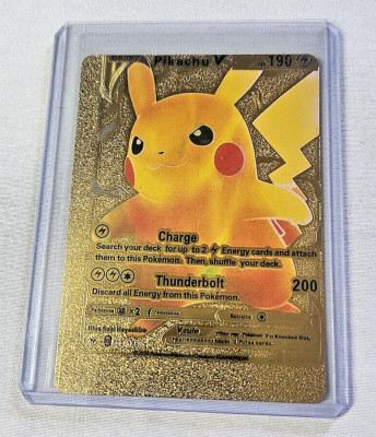 RARE MISPRINT SIDEWAYS Pokémon 2020 Basic Gold Foil V Card Pikachu 170/ ...