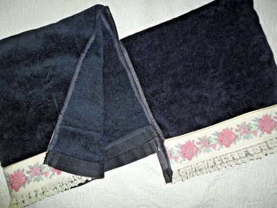 VINTAGE FIELDCREST TAPESTRY BLACK FLORAL LACE (2P) SET BATH TOWELS 26 X ...