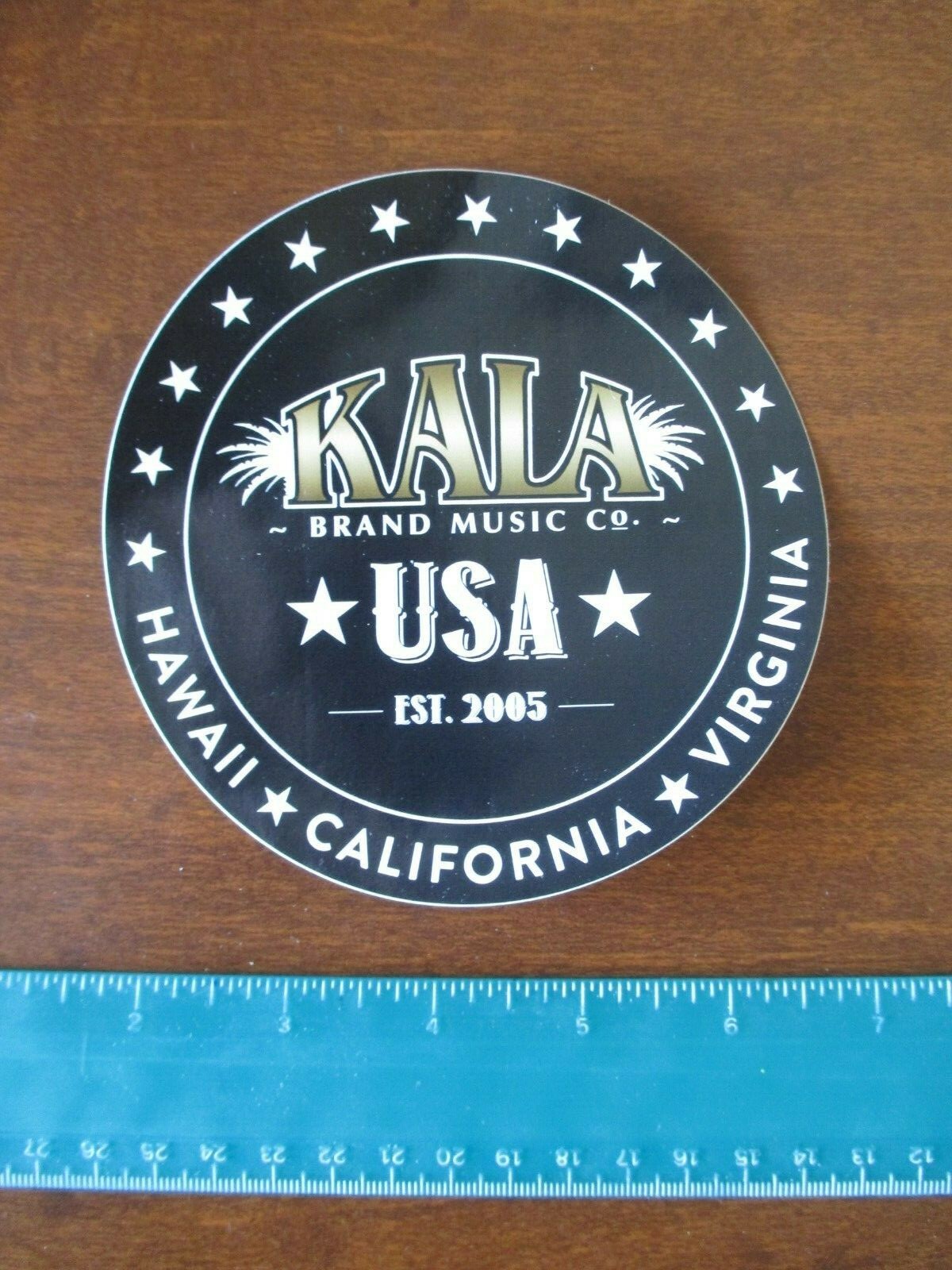 Authentic KALA UKULELE Sticker 5" Round "Hawaii * California * Virginia ...