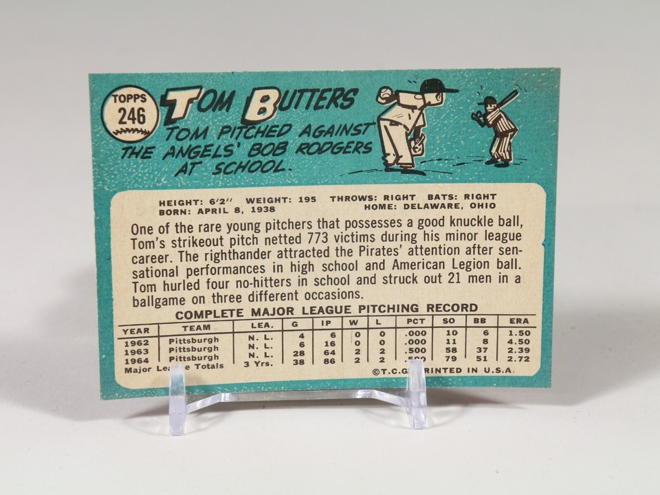 1965 Topps #246 Tom Butters baseball card. Pittsburgh Pirates. EX | eBay