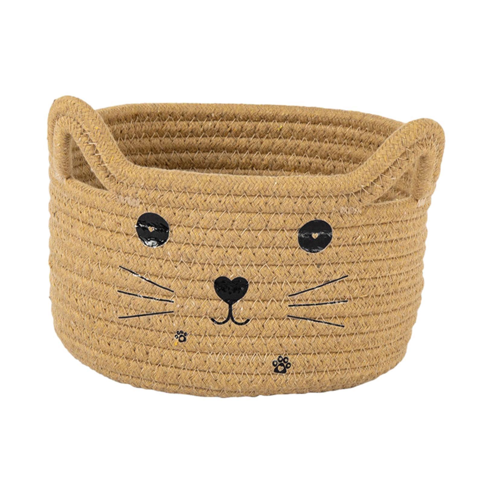 Cat Storage Basket with Ears Round Container for Breakfast Perfume | eBay