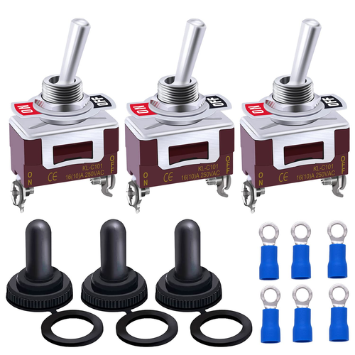 3Pcs Waterproof Heavy Duty Toggle Switch 12V DC 30A SPST 2 Position 2 ...