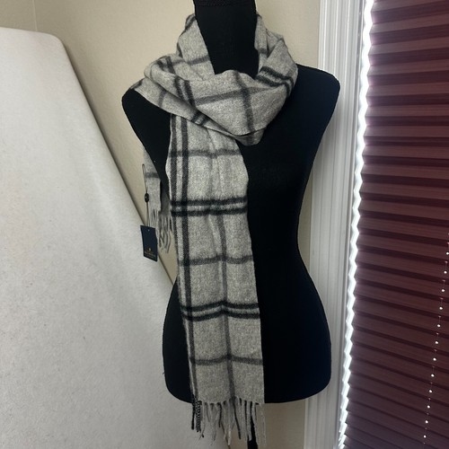 The House Of Balmoral Cashmere scarf grey windowpane 64" long | eBay