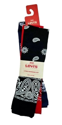 Levi's 3 Piece Bandana Face Mask Set - Red, Blue, & Black - NEW | eBay