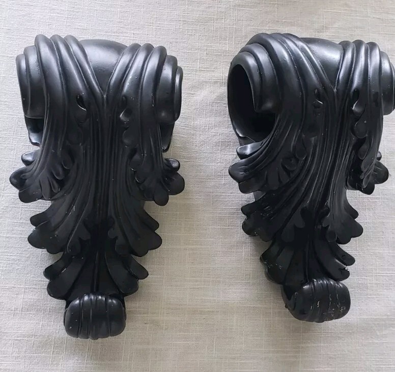 Set of 2 Large Drapery Curtain Rod Wall Sconce Corbel Resin Swag ...