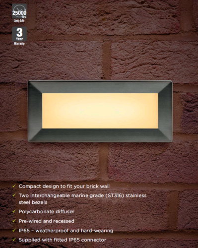 LED Brick Wall Light Recessed IP65 Stainless Steel Outdoor Bricklight ...