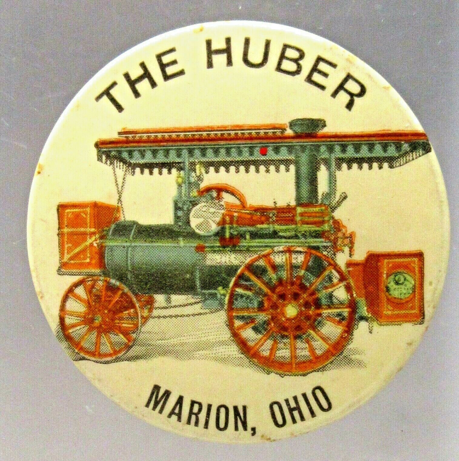 c. 1905 THE HUBER Marion Ohio STEAM ENGINE tractor 1.5" farming pinback ...