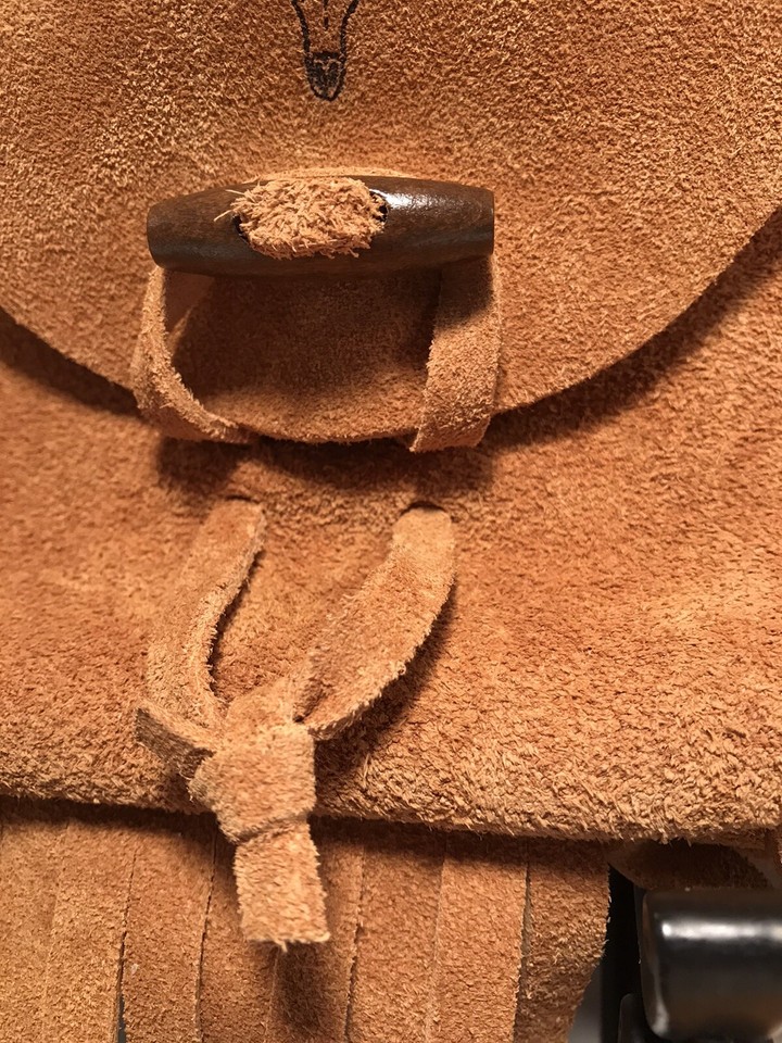 Muzzleloading black powder Fringed engraved Bag Handcrafted Brown Suede ...