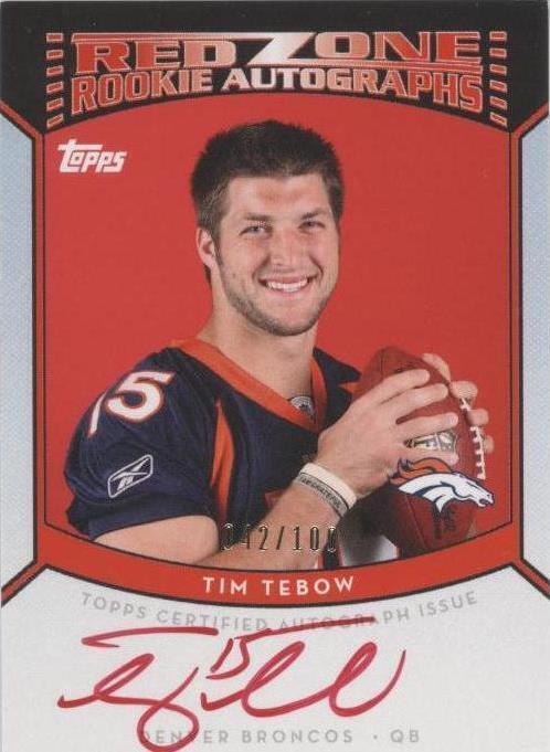2010 Topps - Red Zone Rookie Autographs Tim Tebow #RZRA-TT /100 (AU, RC ...