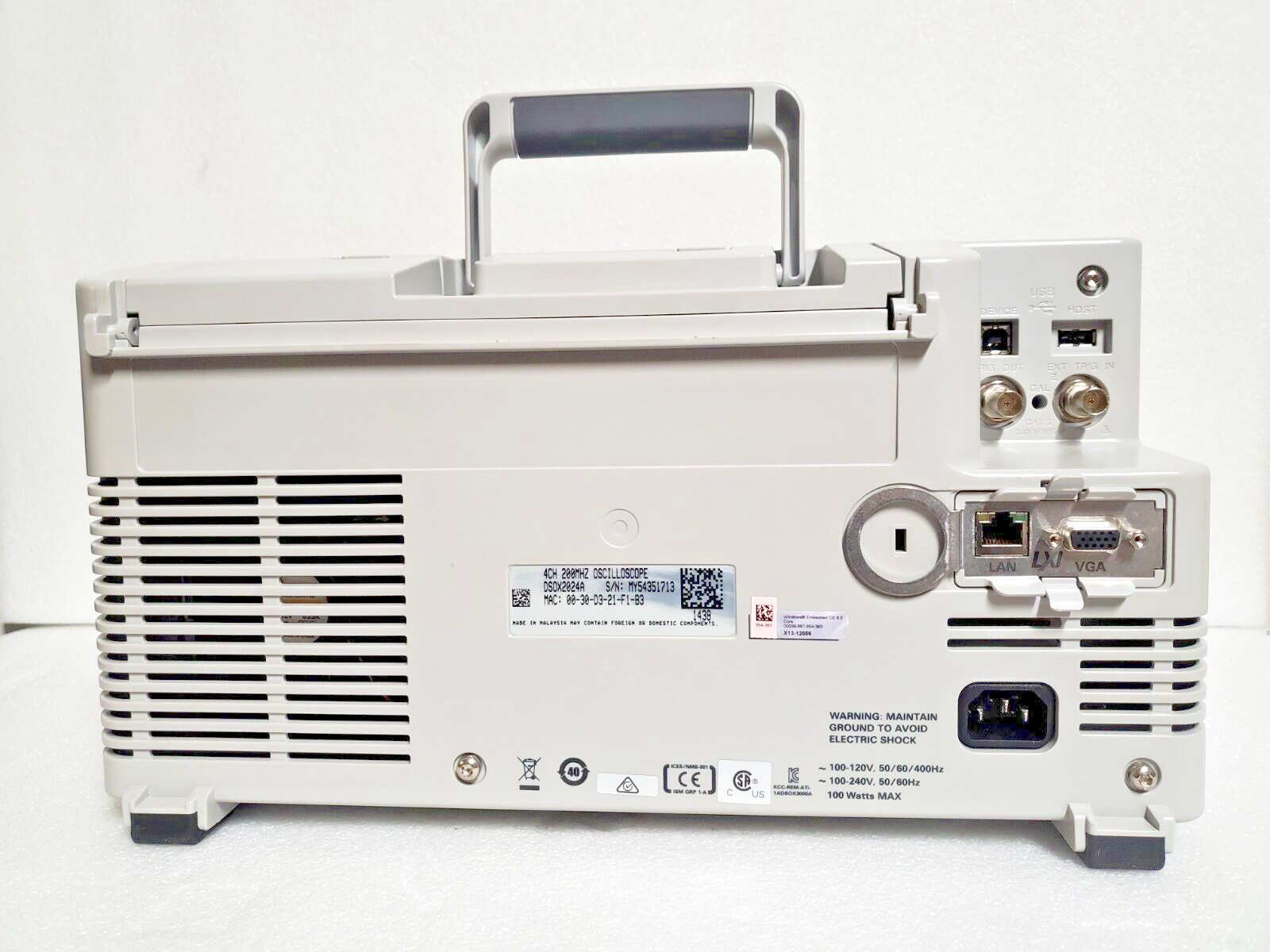 AGILENT INFINIIVISION DSO-X 2024A DIGITAL STORAGE OSCILLOSCOPE 200MHZ ...