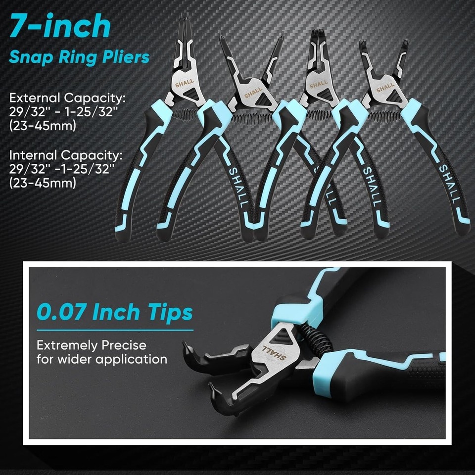 SHALL Snap Ring Pliers Set, 4PCS Heavy Duty 7 " Internal External ...