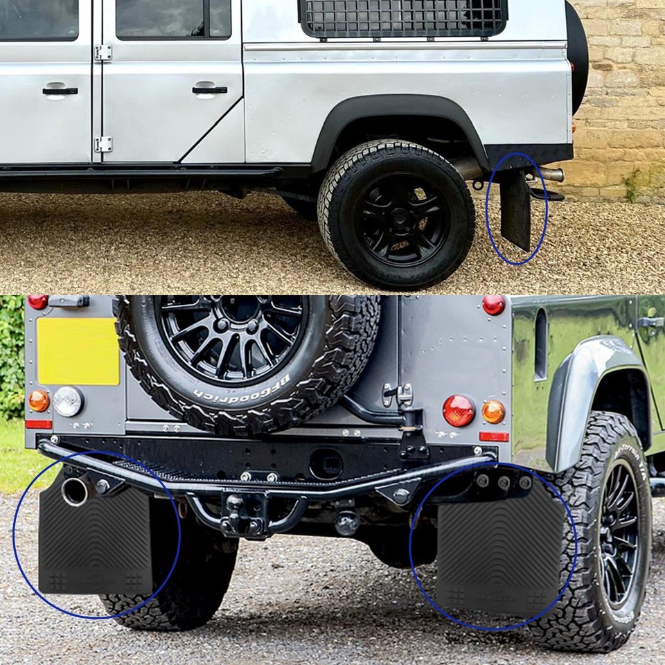 2PC MUDFLAP FOR Land Rover Defender 110 LEFT & RIGHT REAR MUD FLAPS AND ...