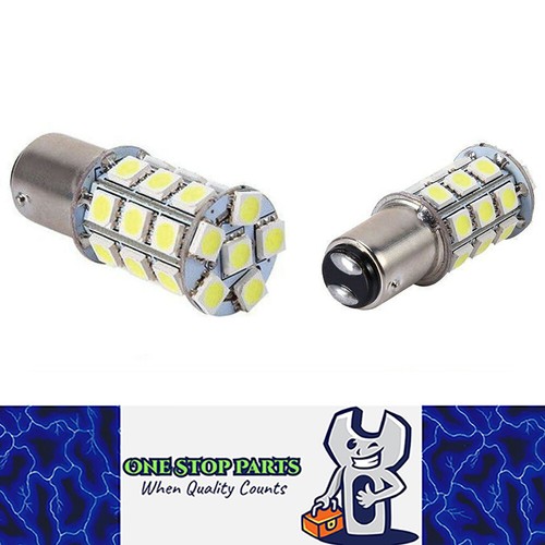 2 x 12V LED BA15D LIGHT GLOBE 400LM COOL WHITE 27 SMD 5050 Caravan Car ...