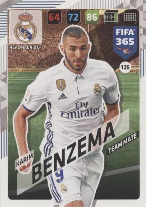 2017-18 Panini Adrenalyn XL Fifa 365 - Teammate Karim Benzema #135 for ...