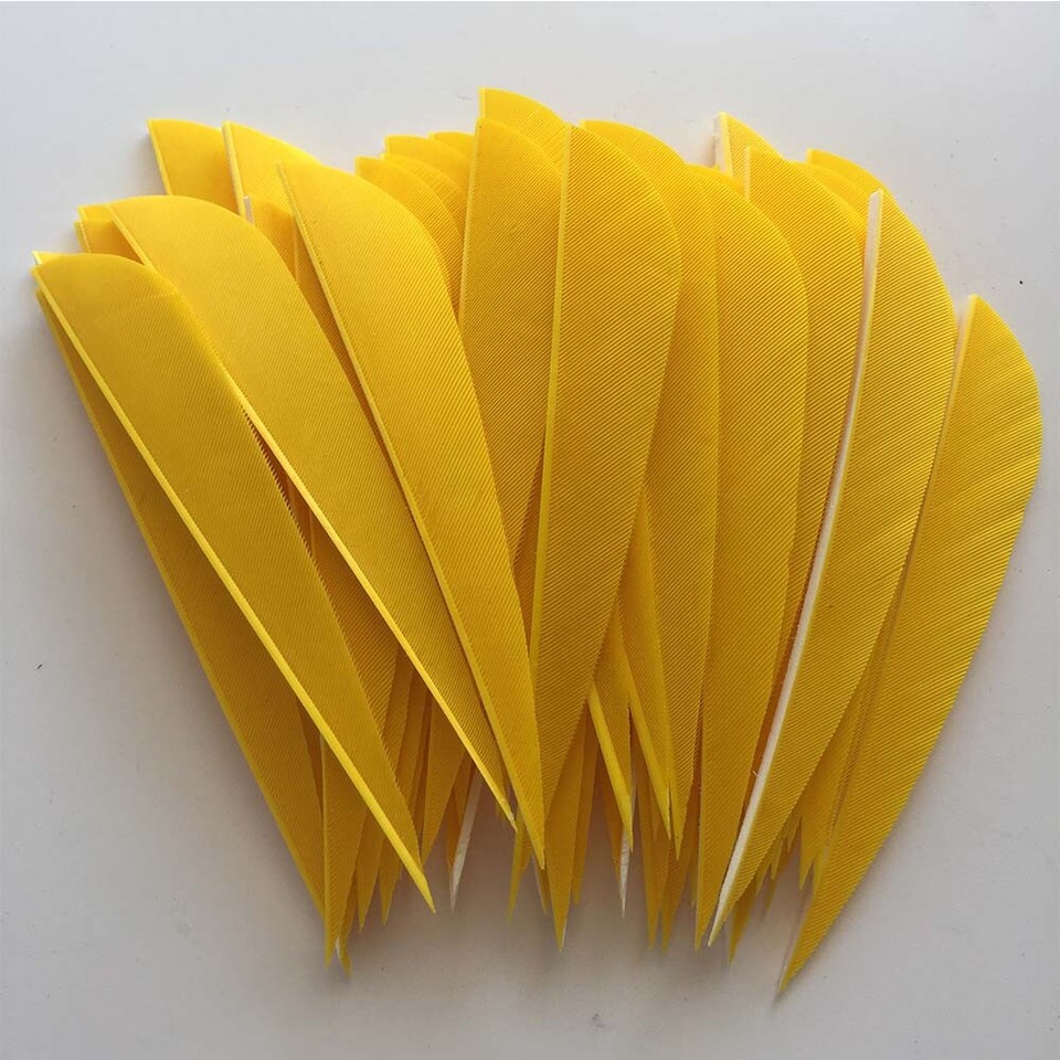 50PCS 4 Inch Yellow Parabolic Vanes Fletches Feather Fletching Feathers ...