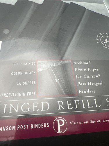 New Canson 12” x 12” Post Hinged Black Refill Pages Archival 10 Pack ...