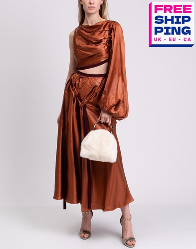 RRP €2277 ROKSANDA Satin Flare Dress UK14 US10 IT46 XL Cut Out One ...