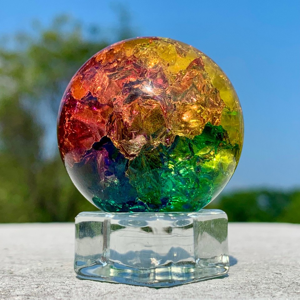 84.1G Natural Titanium Rainbow Quartz sphere Crystal ball Healing | eBay