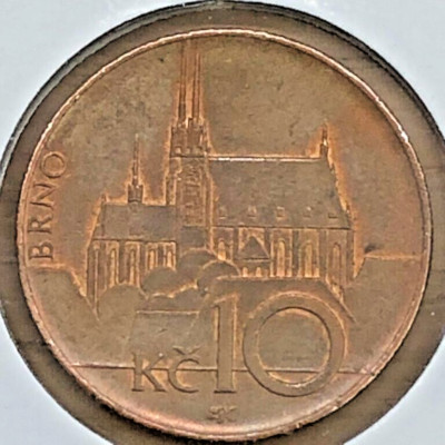 ~309 Czech Republic Czechia Coin 10 KČ Korun 2010 Brno light blueish ...