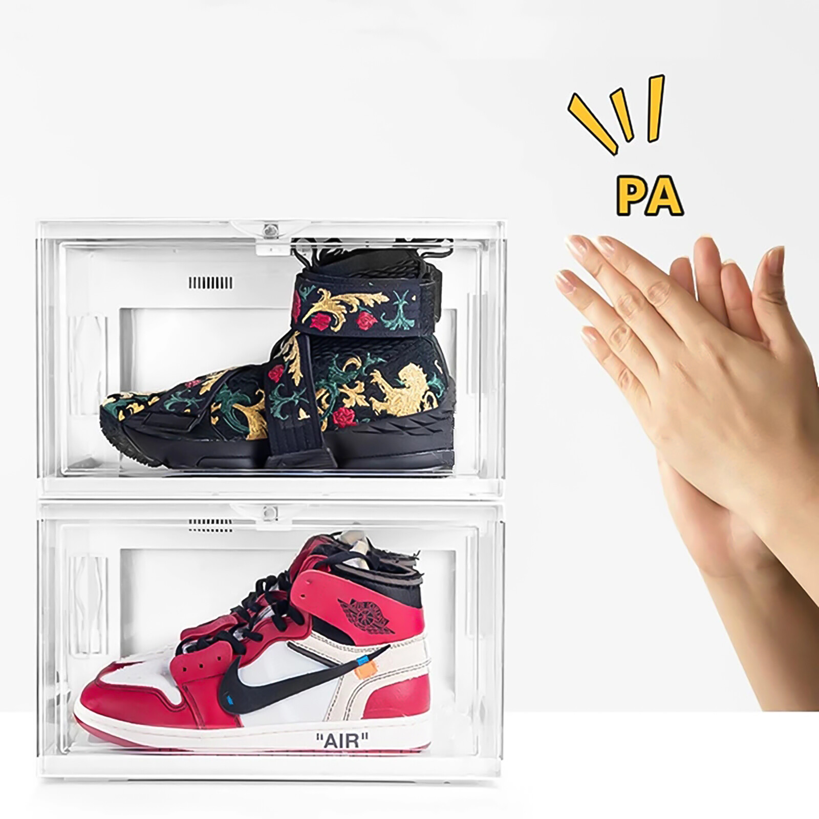 LED Shoe Box Stackable Light Up Sneaker Display Collection Storage ...