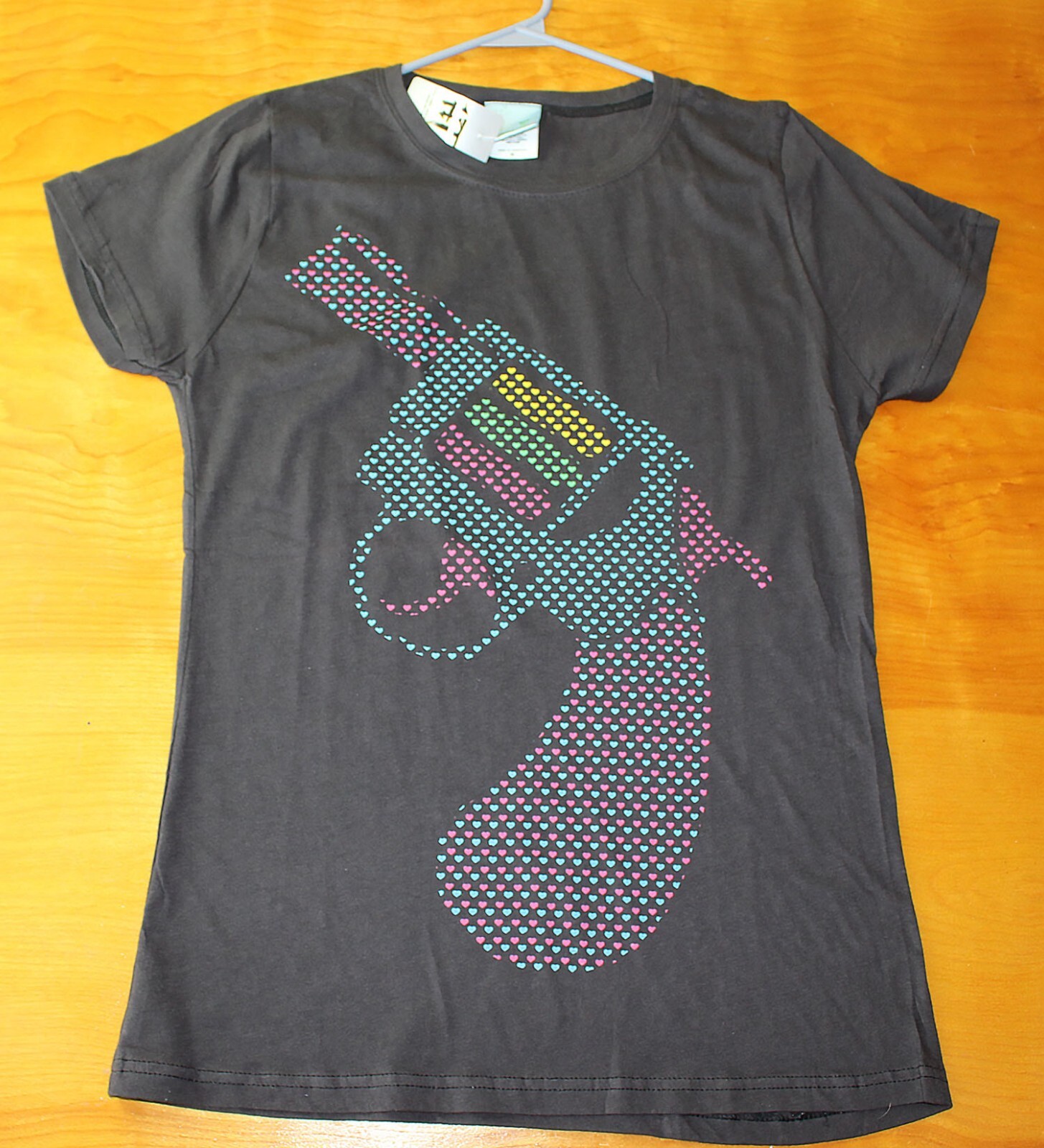 rare vintage y2k rainbow heart pistol gun emo babydoll tee shirt punk ...