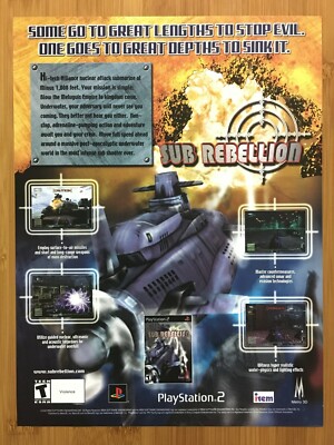 Sub Rebellion PS2 2002 Vintage Print Ad/Poster Official Submarine ...
