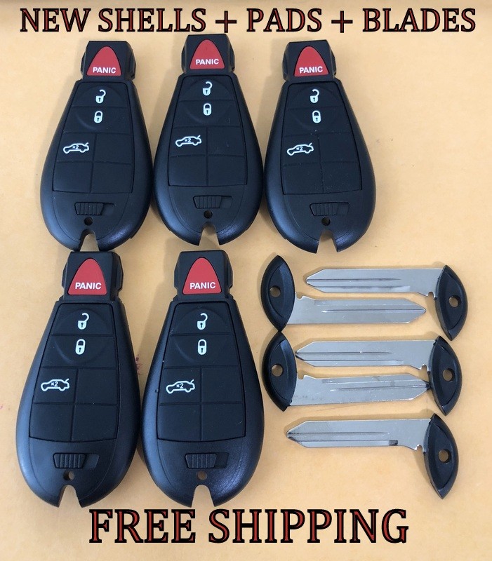 LOT OF x5 DODGE KEYLESS REMOTE FOB FOBIK CASE SHELLS PAD FOR IYZ-C01C ...