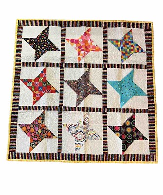 Hobbyist Project Friendship Star Pattern Patchwork Lap Quilt Reversible ...