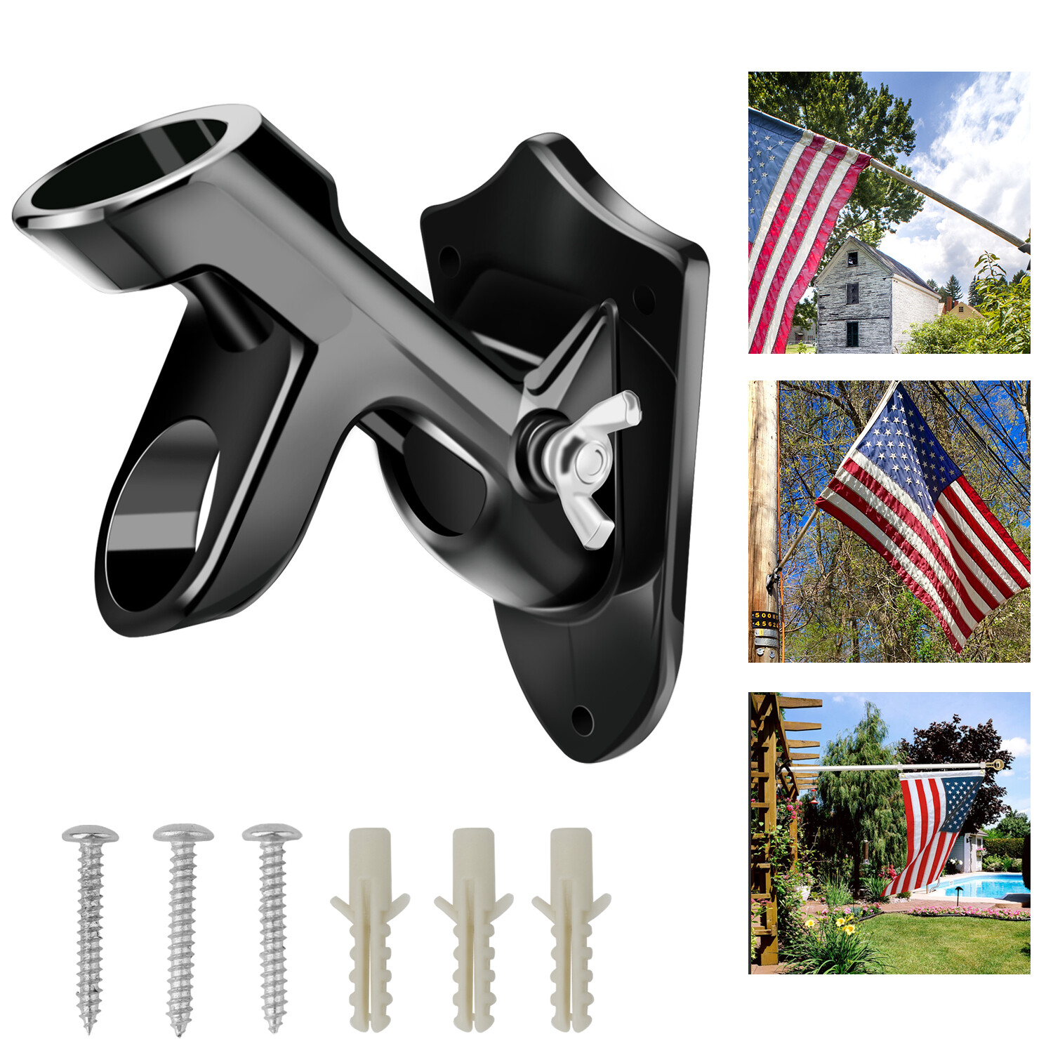 Adjustable Flag Pole Bracket 2-Position Flag Pole Holder Aluminum Alloy ...