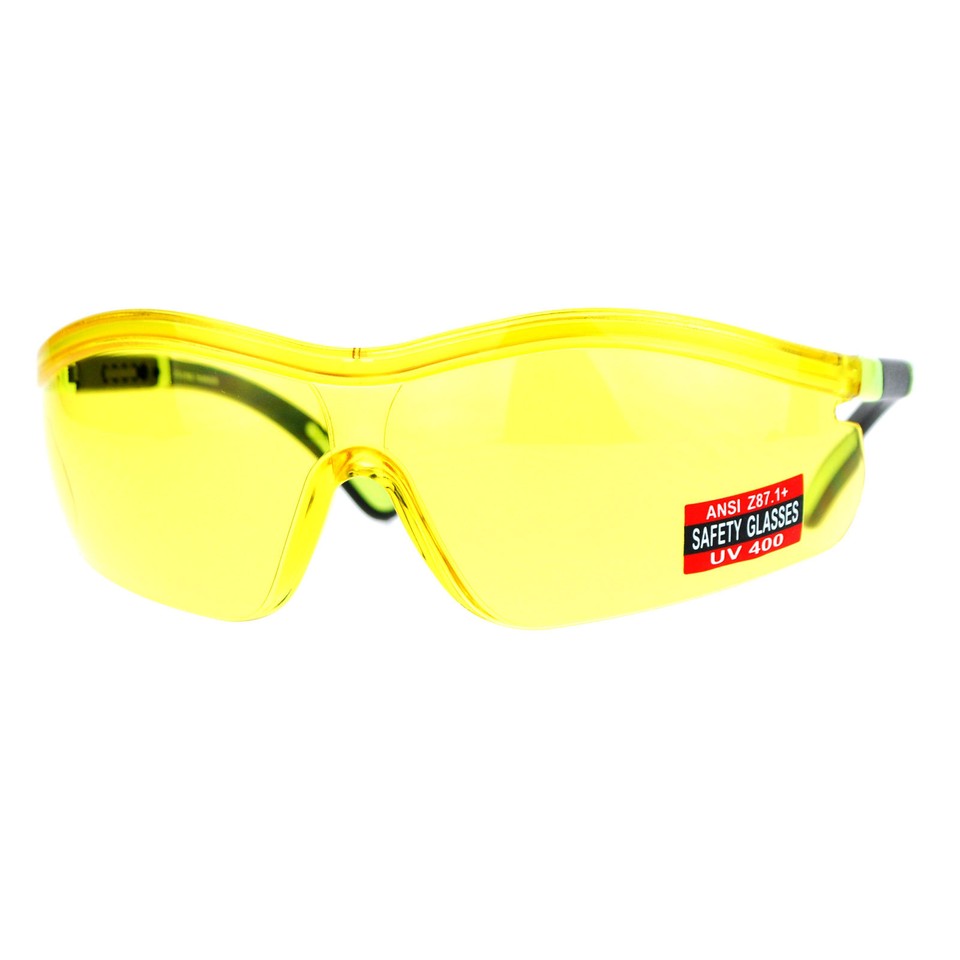 Yellow Lens Protective Safety Glasses UV 400 ANSI Z87.1+ Adjustable ...