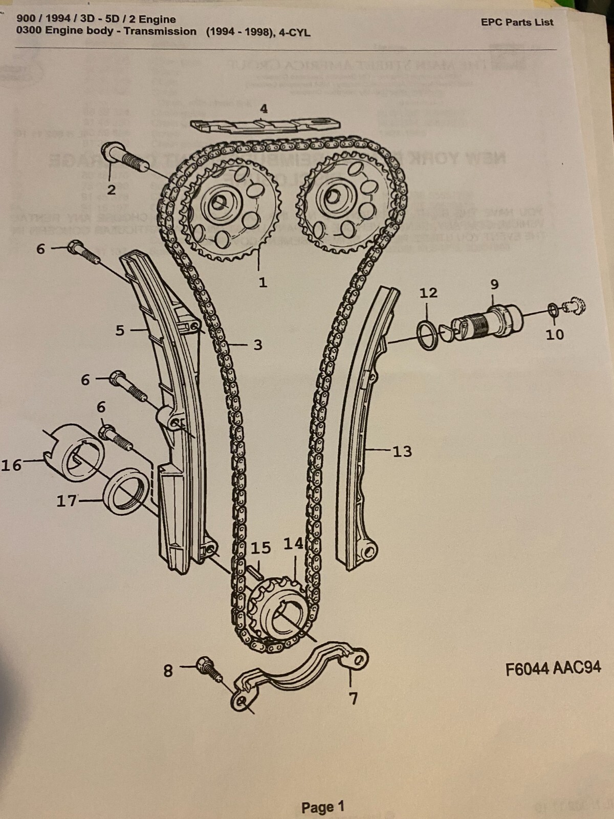 Chains, Guides and Gears for engine rebuild. Saab NG 900, 9000, and OG ...