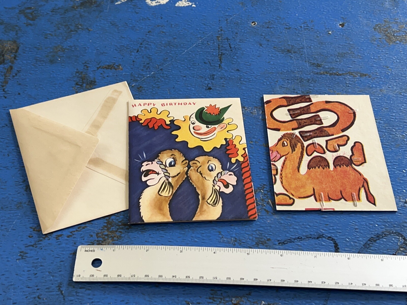 Playtime 1091 Vintage Happy Birthday Card Clown & Camel Punch Out | eBay
