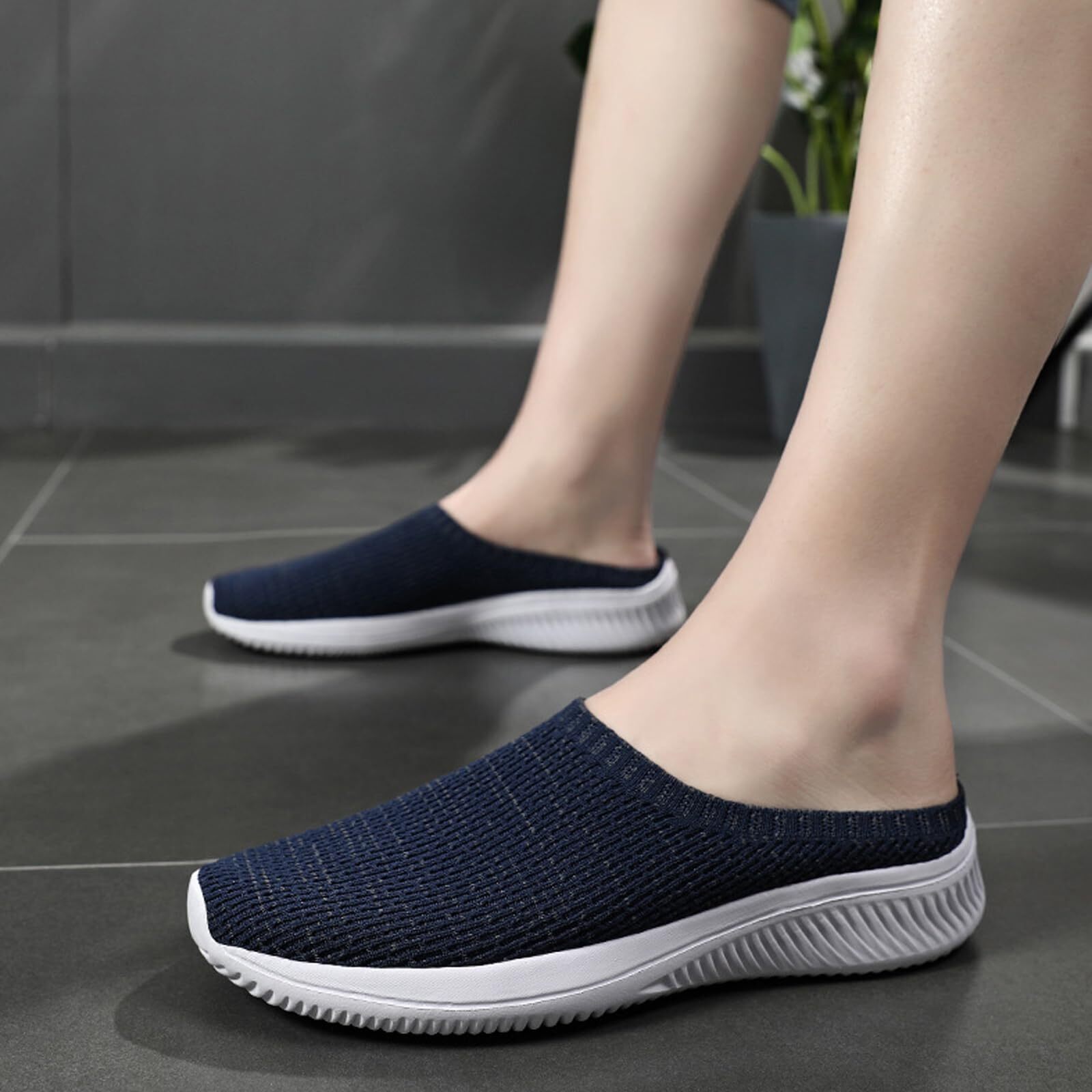 Men's Breathable Mesh Backless Walking Shoes Lightweight Comfortable ...