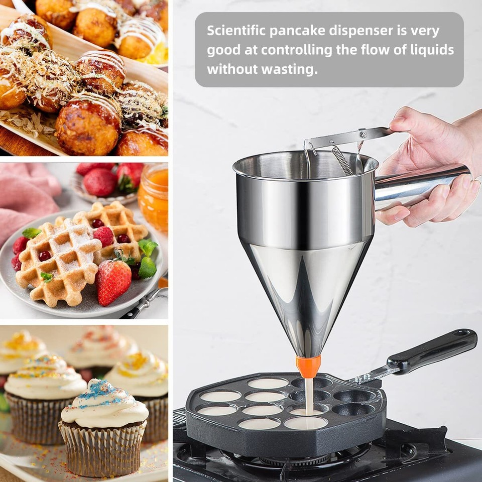 40oz Pancake Batter Dispenser Stainless Steel Funnel Cake Dispenser ...