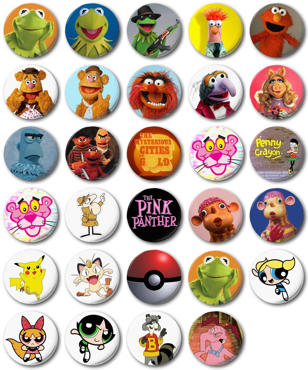 Kids Retro TV 25mm, 1" Button Badge, Muppets, Pob, Powerpuff | eBay
